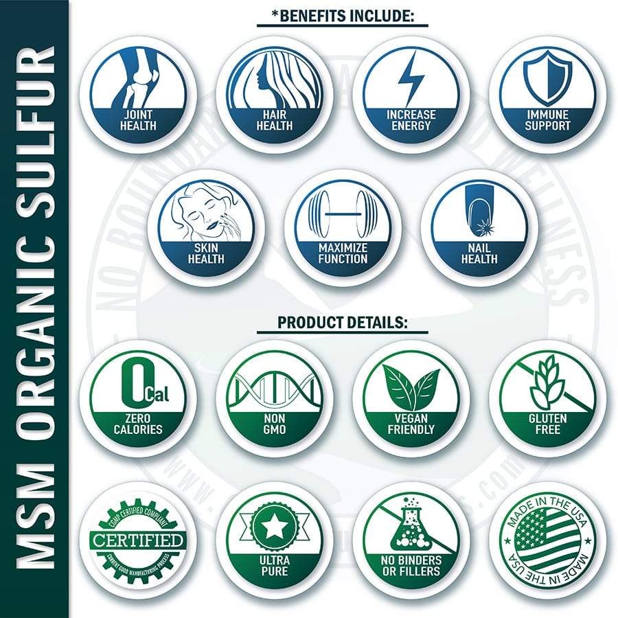 Pure Organic Sulfur Crystals, MSM Powder Supplement, Made in USA -NBHW ...